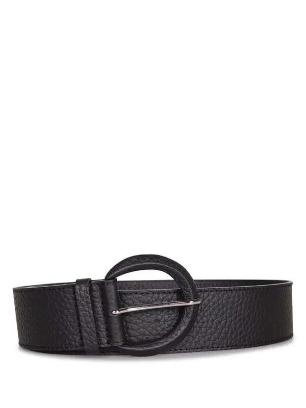 ORTIGNI Textured Leather Belt With Buckle - Black