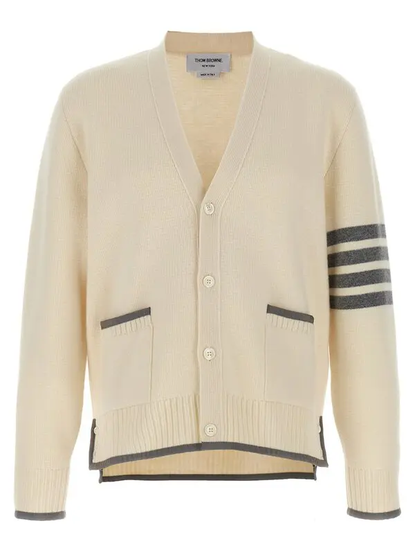 Thom Browne 4-bar Wool Cardigan - White