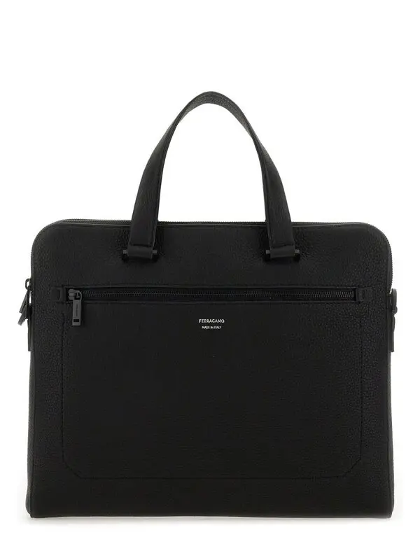 FERRAGAMO Leather Business Bag - Black