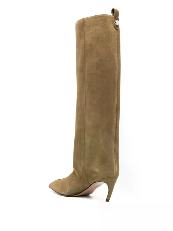 Attico Lea Leather Boots - Green