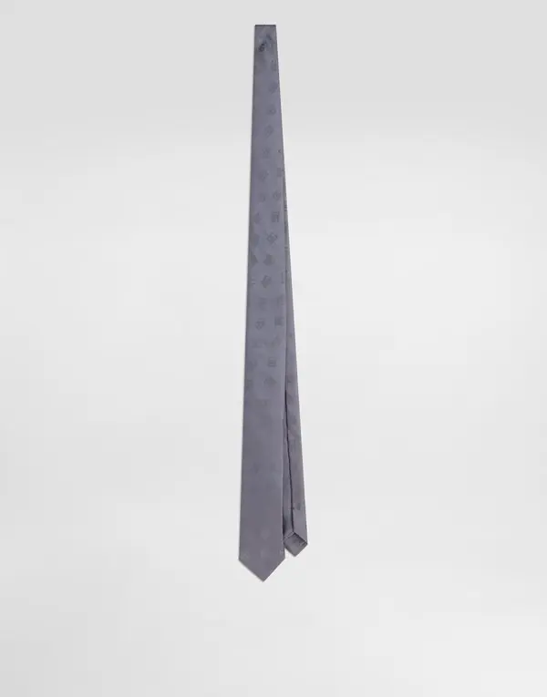 Dolce & Gabbana Dg Logo Jacquard Neck Tie - Grey
