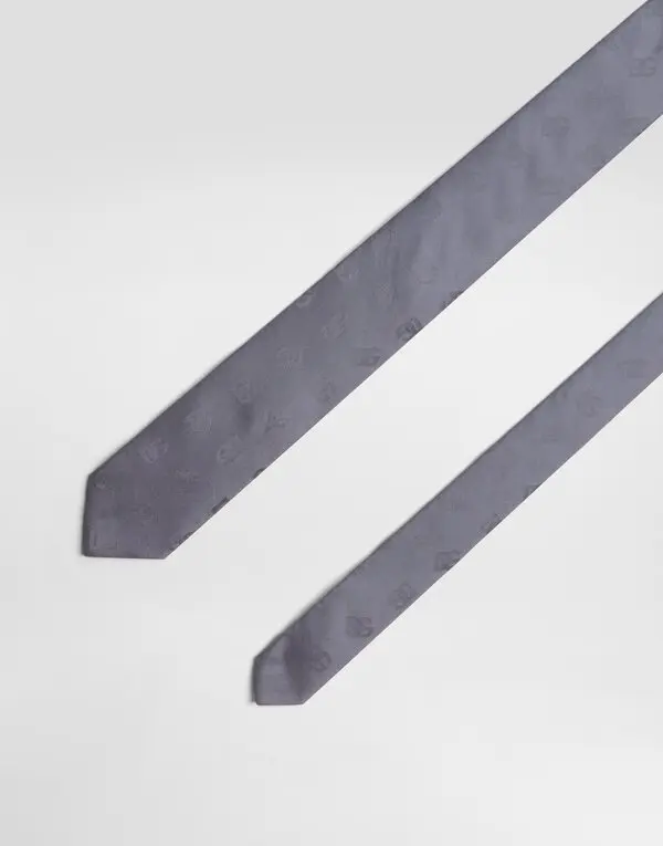 Dolce & Gabbana Dg Logo Jacquard Neck Tie - Grey