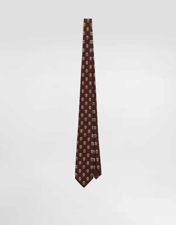 Dolce & Gabbana Jacquard Neck Tie With Heraldic Shields - Bordeaux