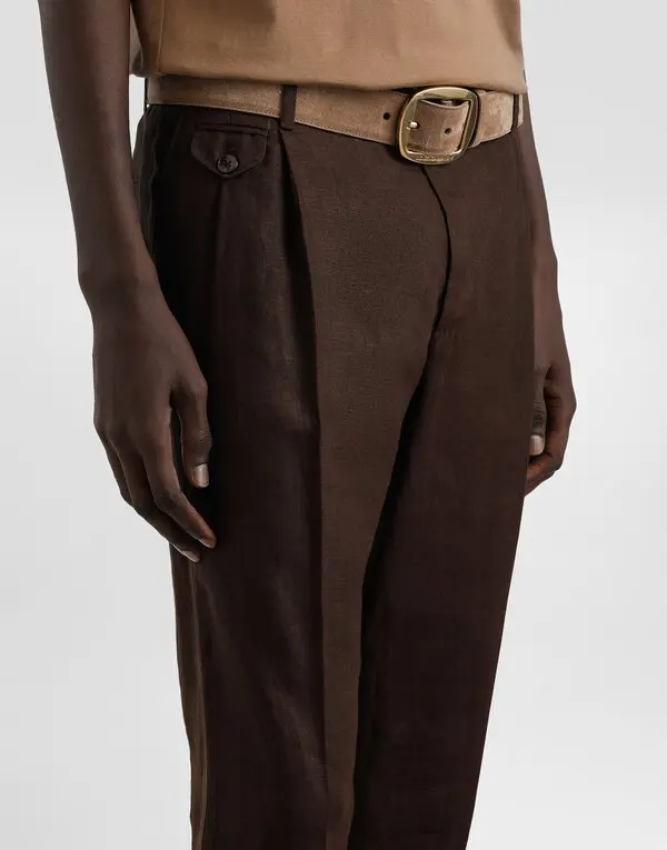 Dolce & Gabbana Linen Trousers - Brown