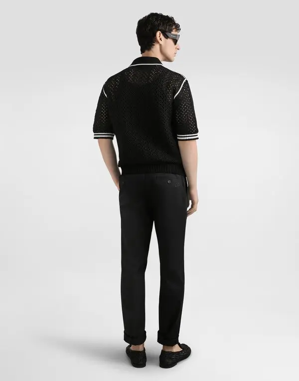 Dolce & Gabbana Crochet Effect Cotton Polo Shirt