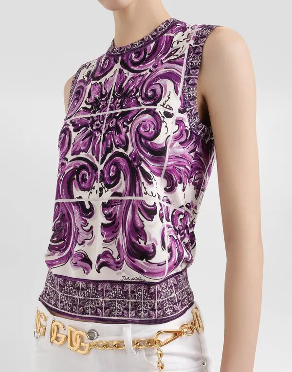 Dolce & Gabbana Majolica-print Silk Tank Top - Multicolor