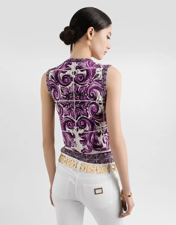 Dolce & Gabbana Majolica-print Silk Tank Top - Multicolor