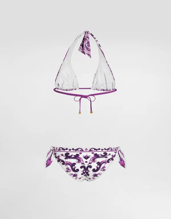 Dolce & Gabbana Majolica Print Triangle Bikini - Multicolor