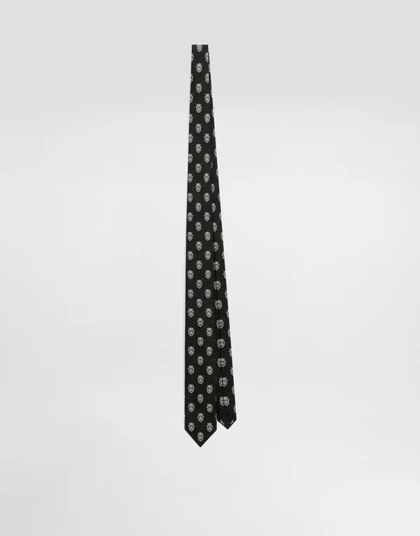Dolce & Gabbana Jacquard Tie With Heraldic Shields - Black