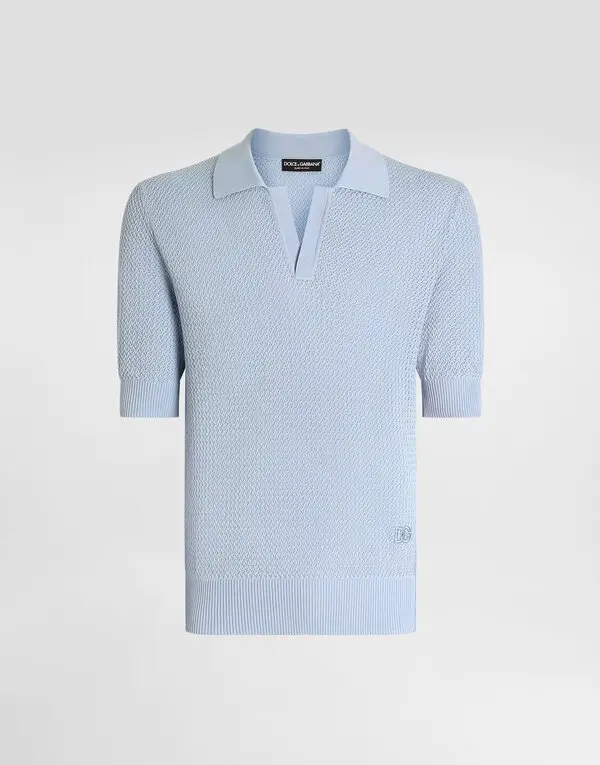 Dolce & Gabbana Micro-pattern Cotton Polo Shirt