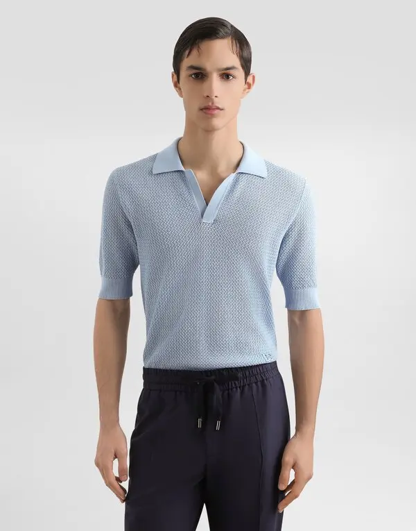 Dolce & Gabbana Micro-pattern Cotton Polo Shirt