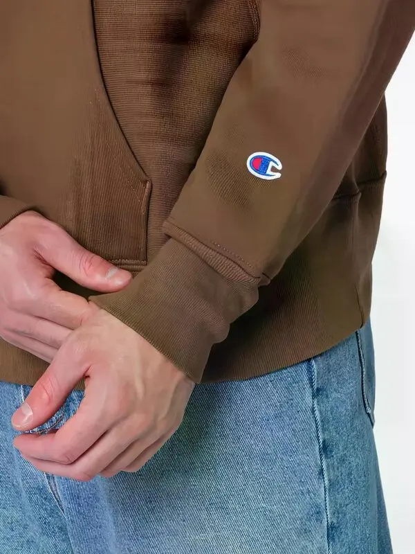 Champion Logo-patch Cotton Hoodie - Brown