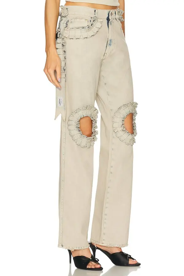 Coperni Ruffled Straight Leg Jeans