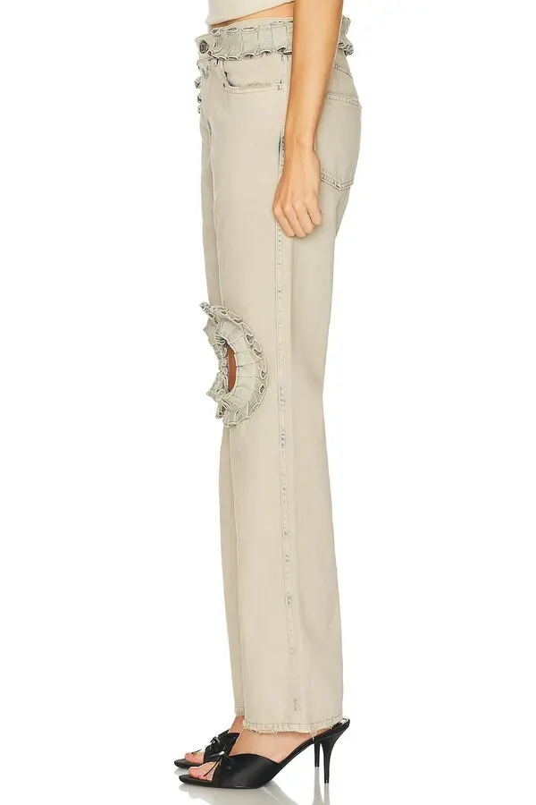 Coperni Ruffled Straight Leg Jeans