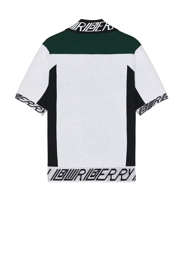 Burberry Football Script Polo In White,black