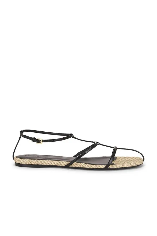 Khaite Cage Flat Sandal - Black & Natural