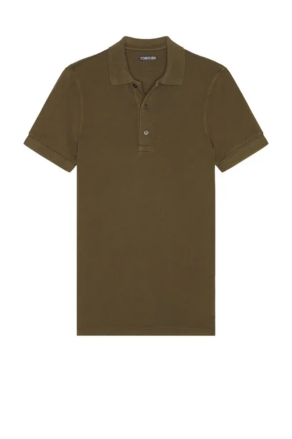 TOM FORD Lyocell Piquet Polo In Blue - Teak