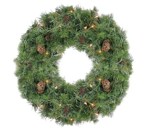 NORTHLIGHT Pre-lit Dakota Pine Christmas Wreath 24 - One-color