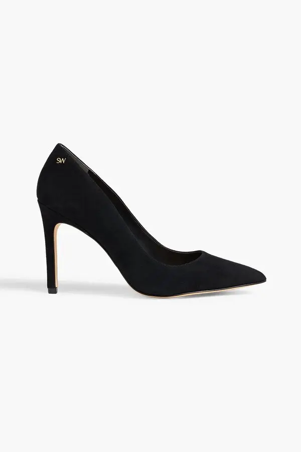 STUART WEITZMAN Leigh 75 Suede Pointed-toe Pumps - Black