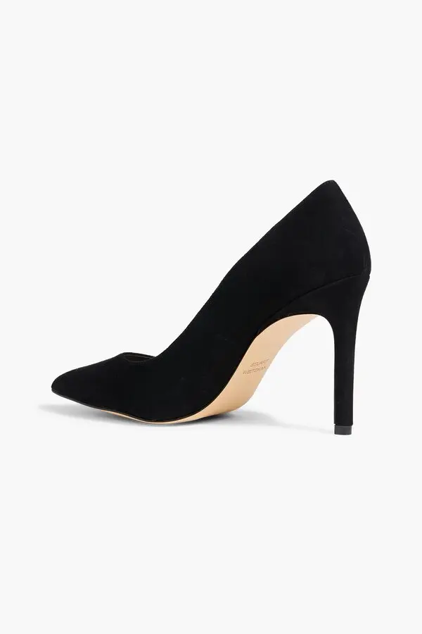 STUART WEITZMAN Leigh 75 Suede Pointed-toe Pumps - Black