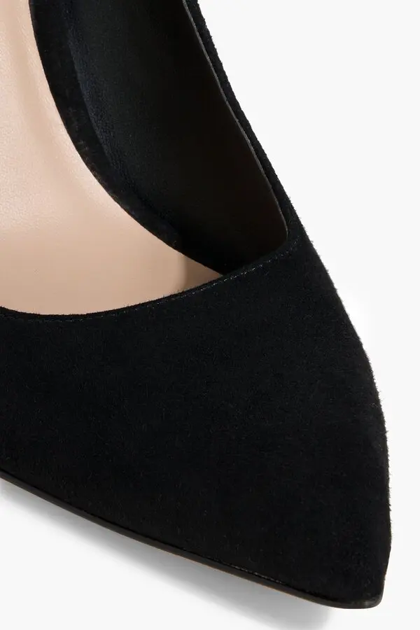 STUART WEITZMAN Leigh 75 Suede Pointed-toe Pumps - Black
