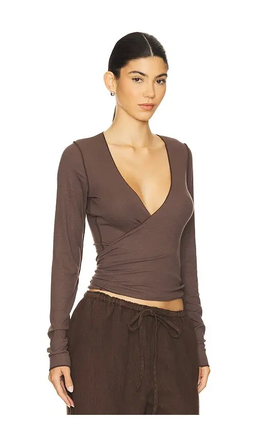 VIR VITA Margot Wrap Top - Chestnut