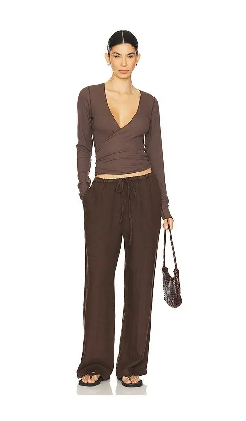 VIR VITA Margot Wrap Top - Chestnut