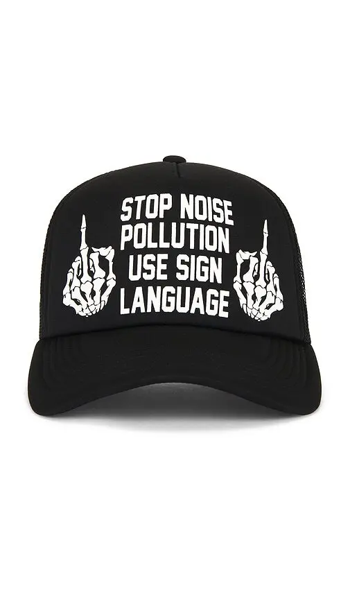 PLEASURES Pollution Trucker Hat - Black