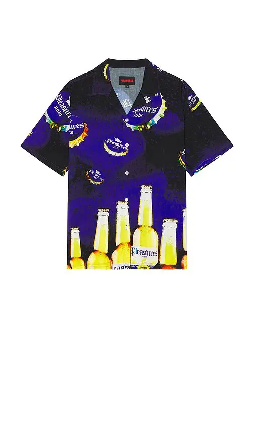 PLEASURES Cerveza Camp Shirt - Blue