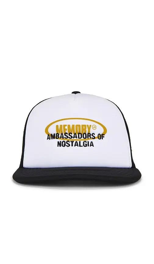 MEMORY LANE Oval Text Trucker Cap - Black
