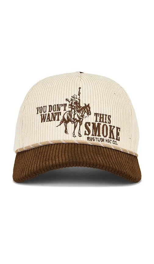 RUSTLER HAT CO. You Don't Want This Smoke Trucker Hat - Ivory & Brown Combo