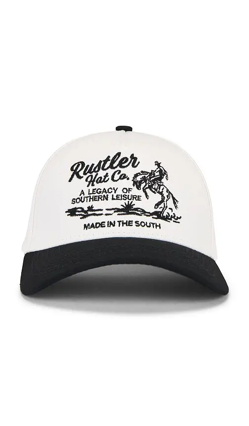 RUSTLER HAT CO. Rodeo Trucker Cap - White & Black Combo