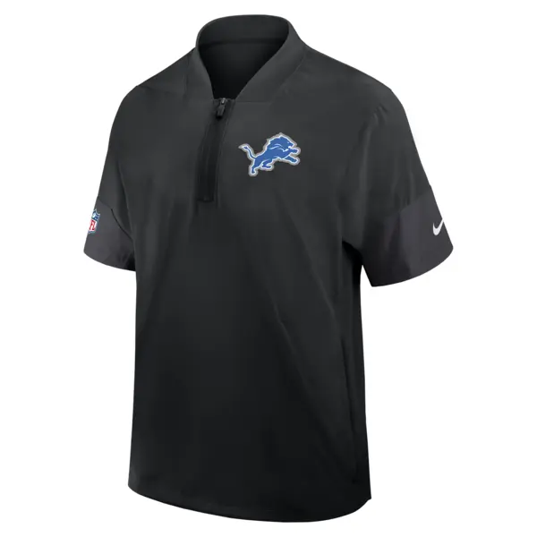 Nike Detroit Lions Sideline Coach Nfl 1/2-zip Short-sleeve Jacket - Black
