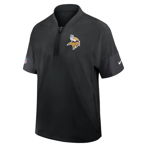 Nike Minnesota Vikings Sideline Coach Nfl 1/2-zip Short-sleeve Jacket - Black