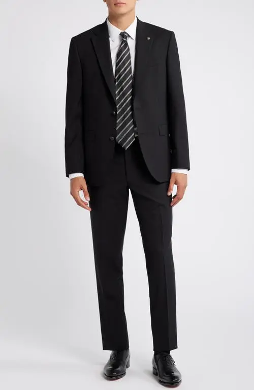 JACK VICTOR Espirit Solid Stretch Wool Suit - Black