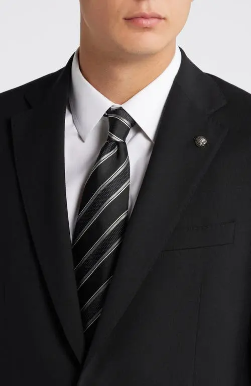 JACK VICTOR Espirit Solid Stretch Wool Suit - Black