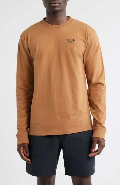 DARK SEAS Go-to Embroidered Long Sleeve T-shirt - Brown Sugar