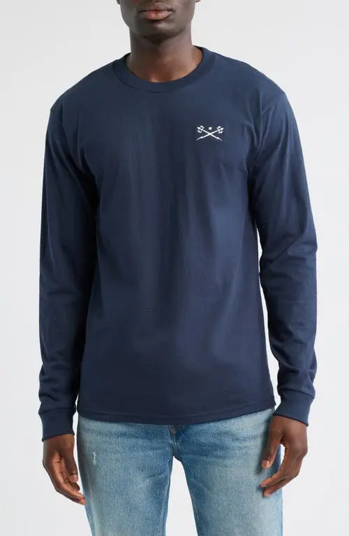 DARK SEAS Go-to Embroidered Long Sleeve T-shirt - Navy