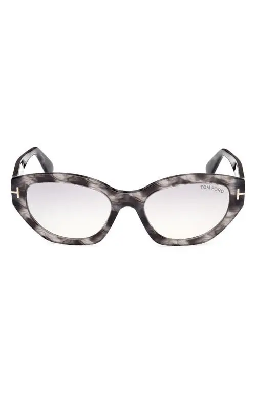 TOM FORD 55mm Geometric Sunglasses - Black Havana / T Logo