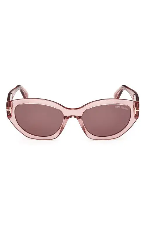 TOM FORD 55mm Geometric Sunglasses - Shiny Dusty Rose / Brown
