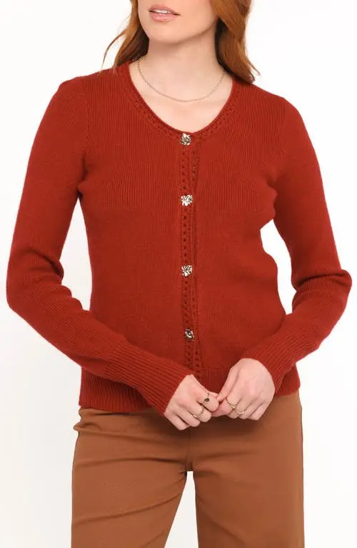 PETAL & PUP Openwork Knit Cardigan - Red