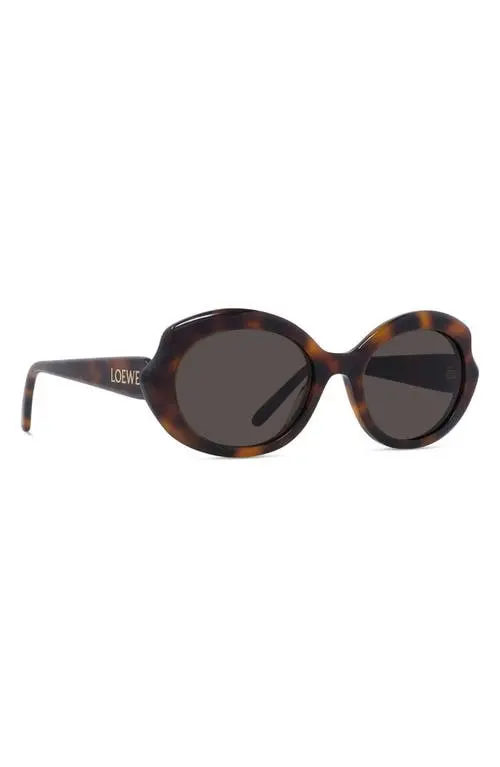 Loewe Thin Mini Oval Sunglasses - Dark Havana/brown
