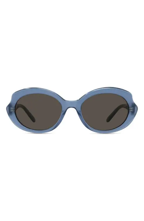 Loewe Thin Mini Oval Sunglasses - Shiny Light Blue/brown