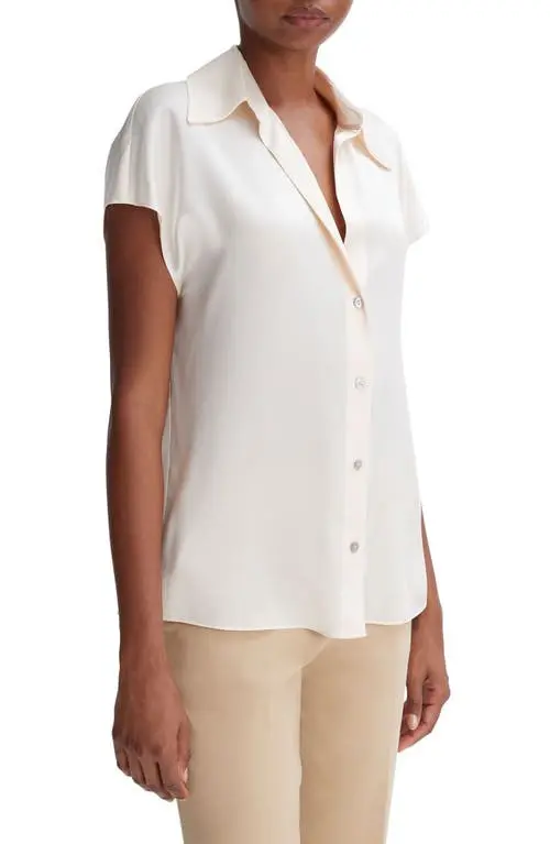 Vince Cap Sleeve Silk Button-up Shirt - Chiffon