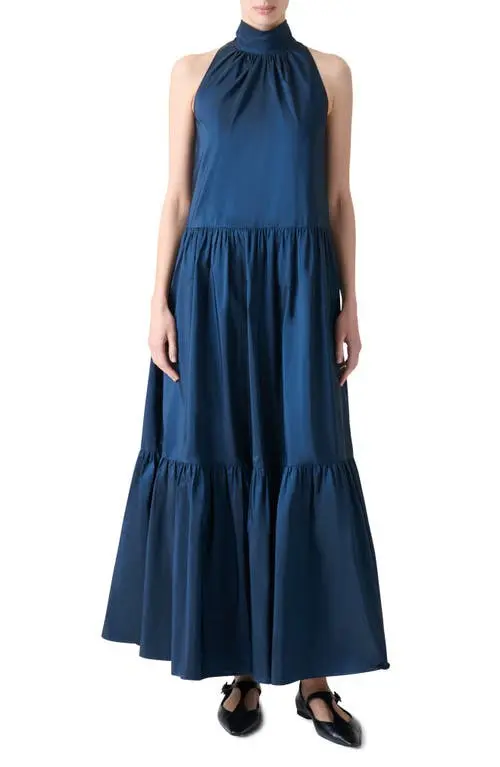 Akris Sleeveless Tiered Techno Taffeta Dress