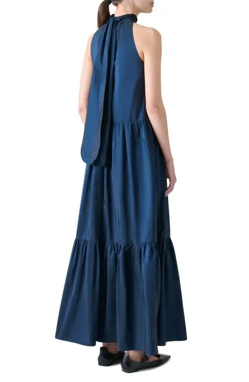 Akris Sleeveless Tiered Techno Taffeta Dress