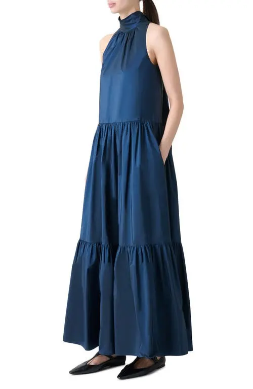 Akris Sleeveless Tiered Techno Taffeta Dress