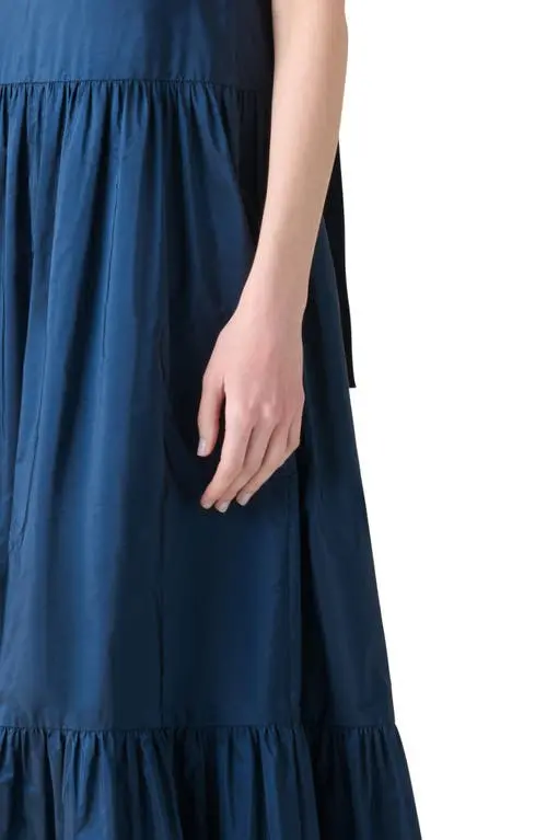 Akris Sleeveless Tiered Techno Taffeta Dress