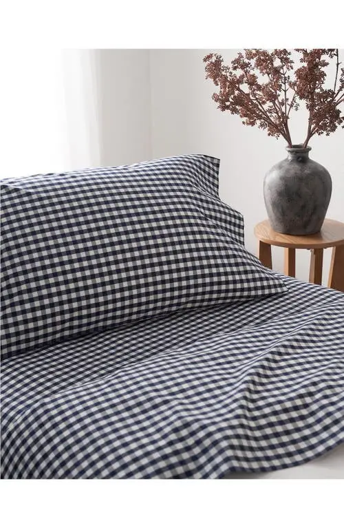 PETITE PLUME Signature Collection Gingham Sheet Set - Navy