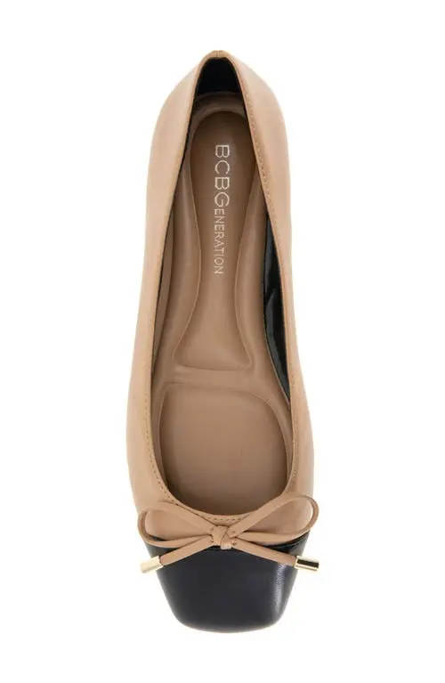 Bcbgmaxazria Hartly Cap Toe Ballet Flat - Tan/ Black